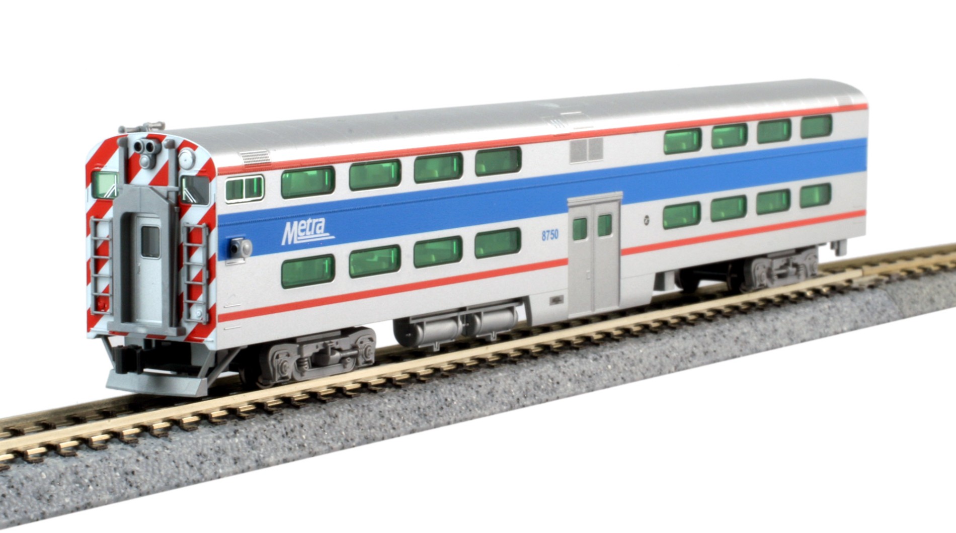 Kato N - Gallery Bi-Level Cab-Coach Chicago Metra #8750: 156-0972 - B52 ...