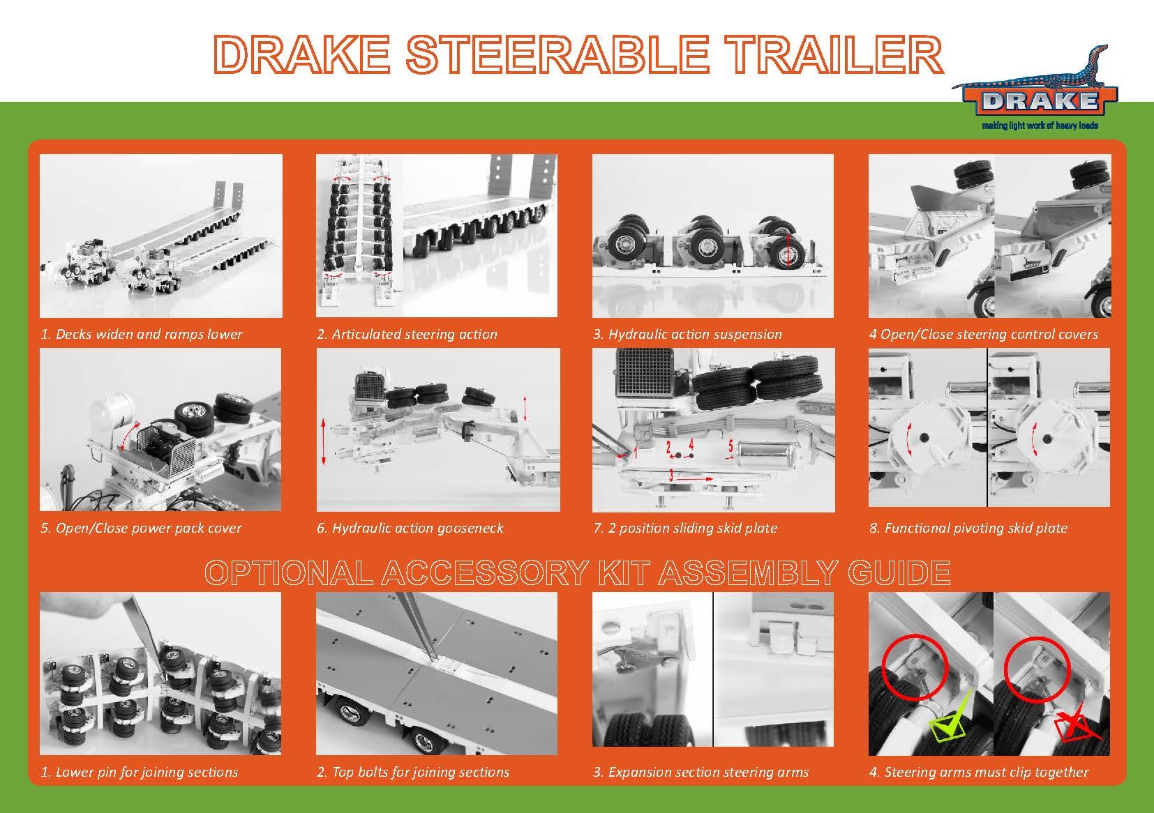 Drake - Diecast: 7X8 Steerable Drake Trailer 2X8 Dolly, com "Accessory ...