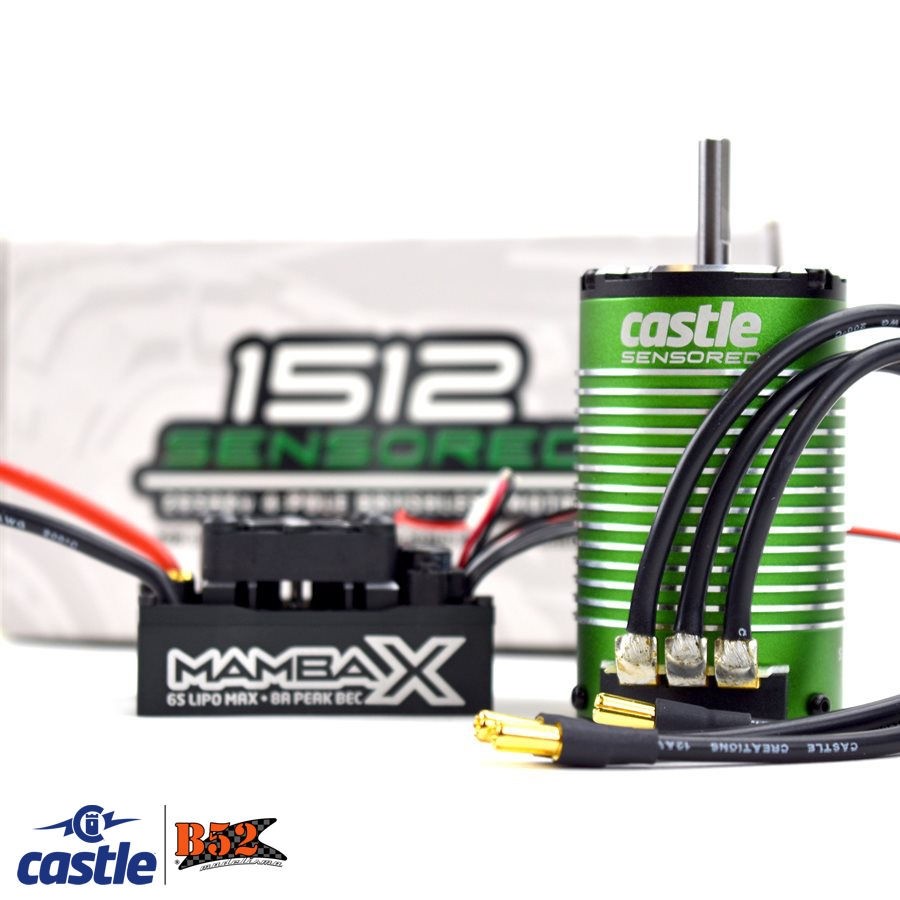 Castle - Mamba X, ESC + Motor Sensored 1512-1800Kv - 1/8: 010-0155-06 ...